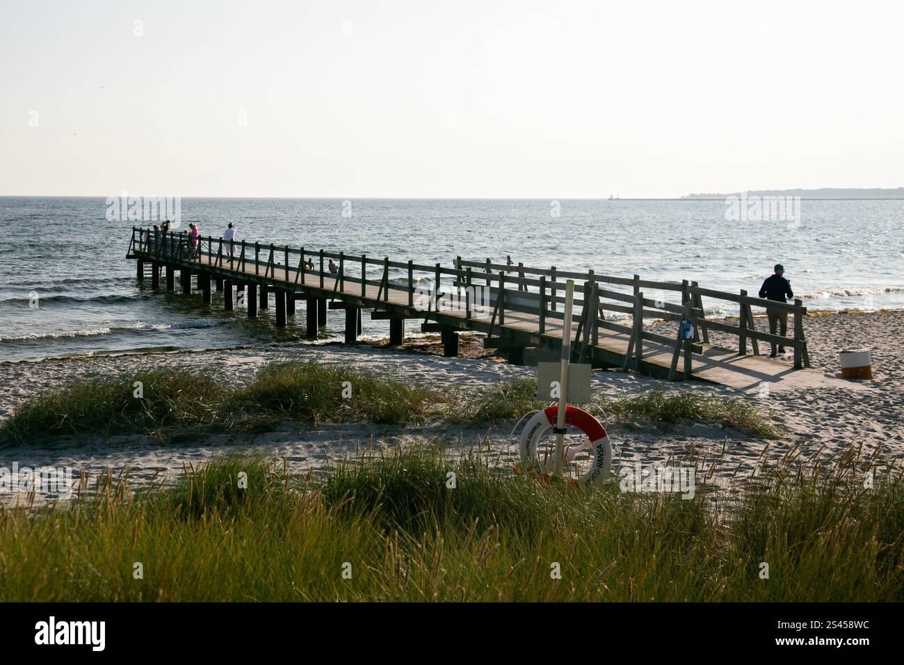 Wooden bathing walkway on the Baltic Sea beach in Denmark Stock Photo ...