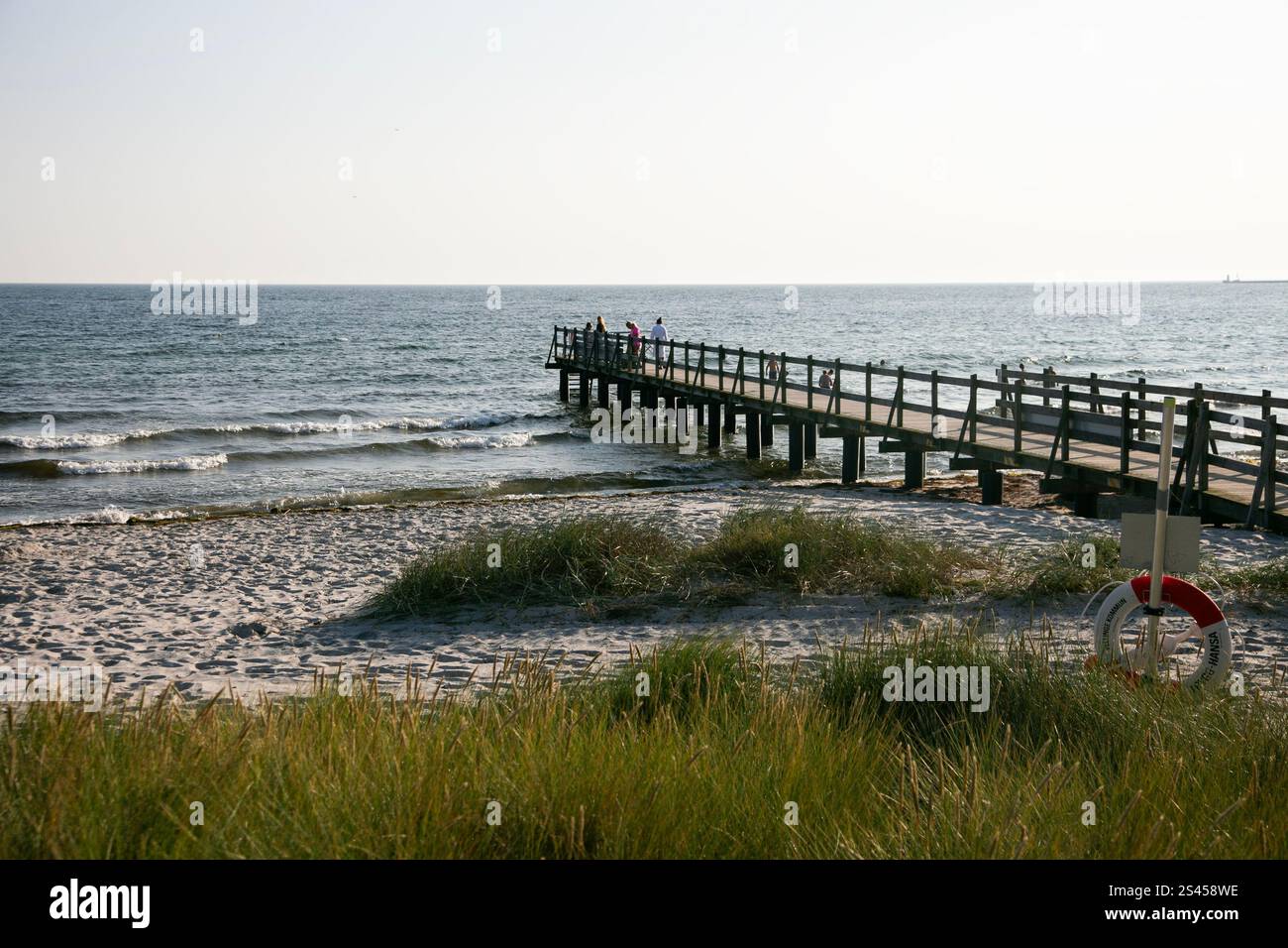 Wooden bathing walkway on the Baltic Sea beach in Denmark Stock Photo ...