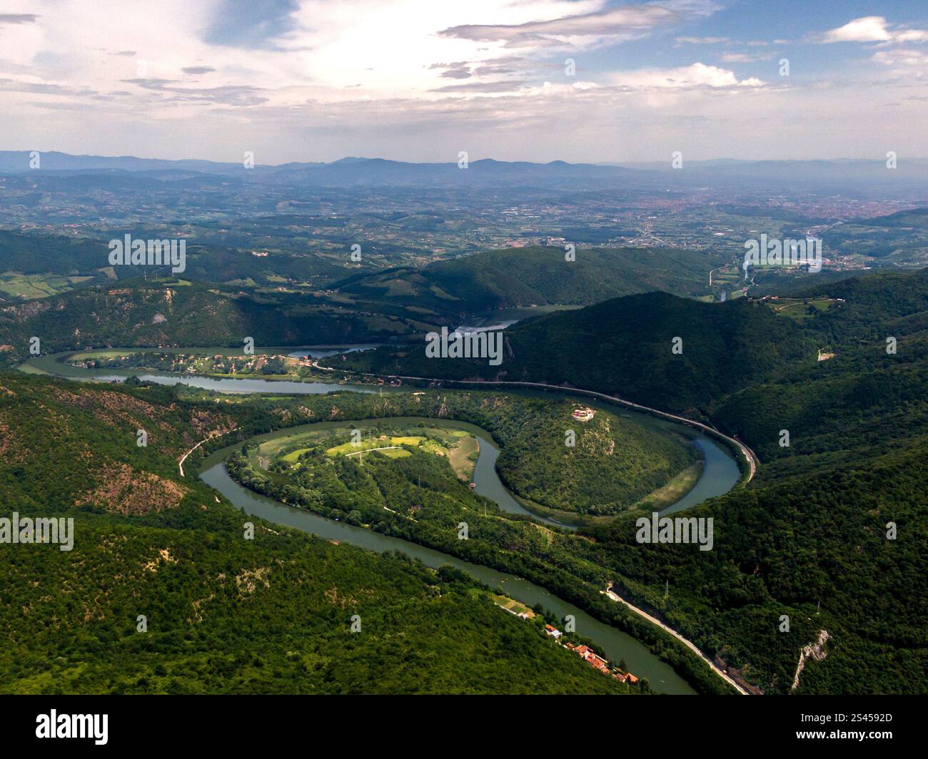 Meander of Morava river in Serbia Stock Photo - Alamy