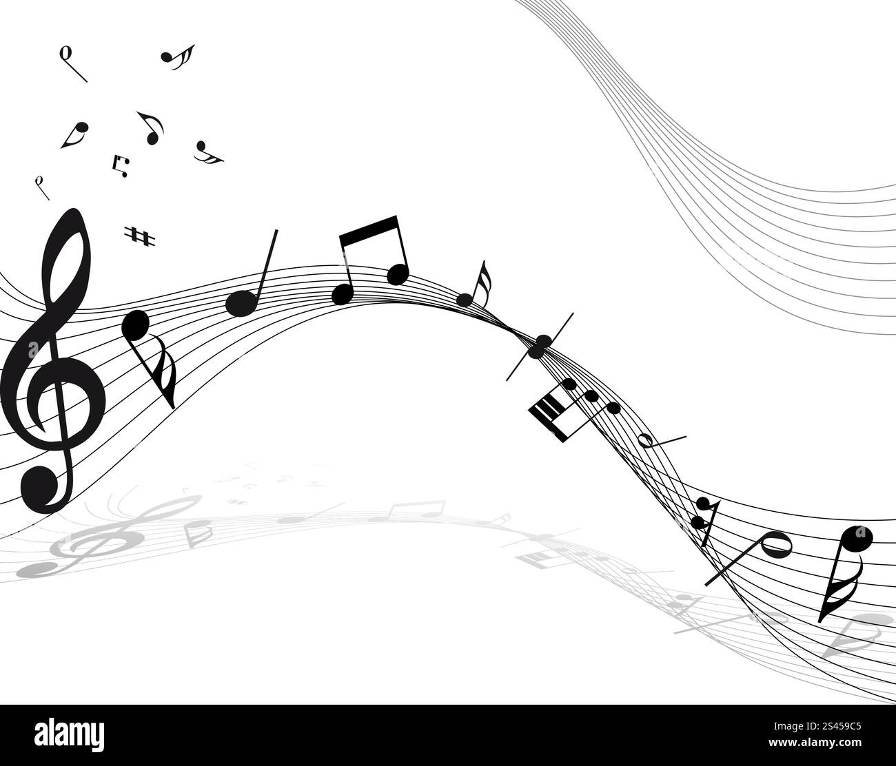 Vector musical notes staff background for design use Stock Vector Image ...