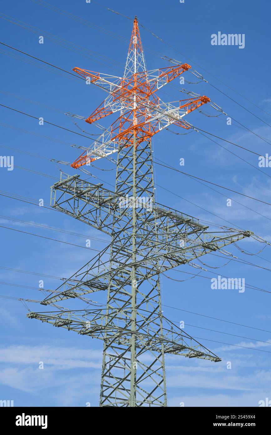 Strommast beim Industriepark Höchst, Schwanheimer Dünen, Frankfurt ...
