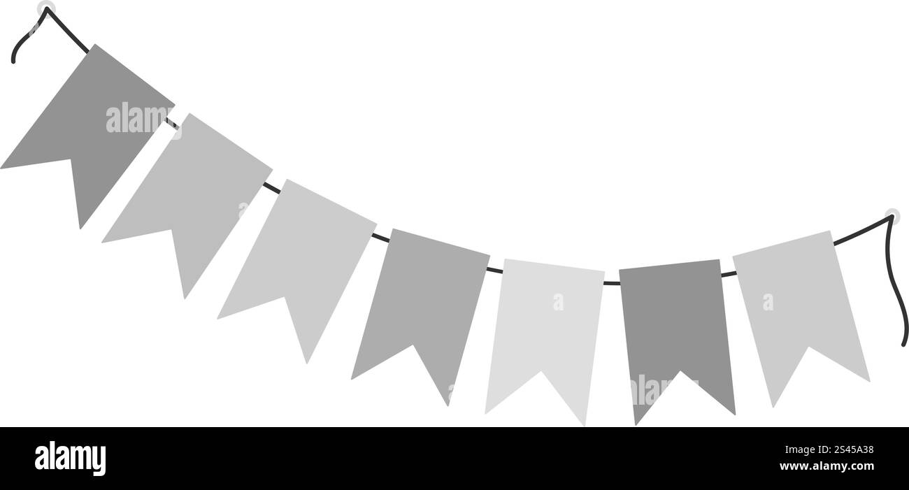 Abstract Pennant garland on string in grayscale. Black Day Party ...