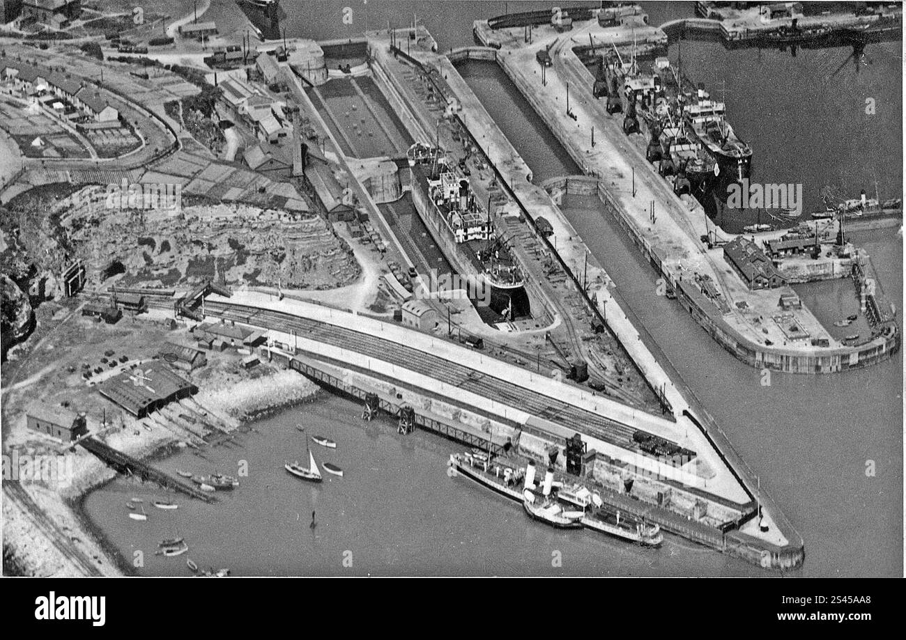 Aerial view of main harbour entrance to Barry Docks, probably taken ...