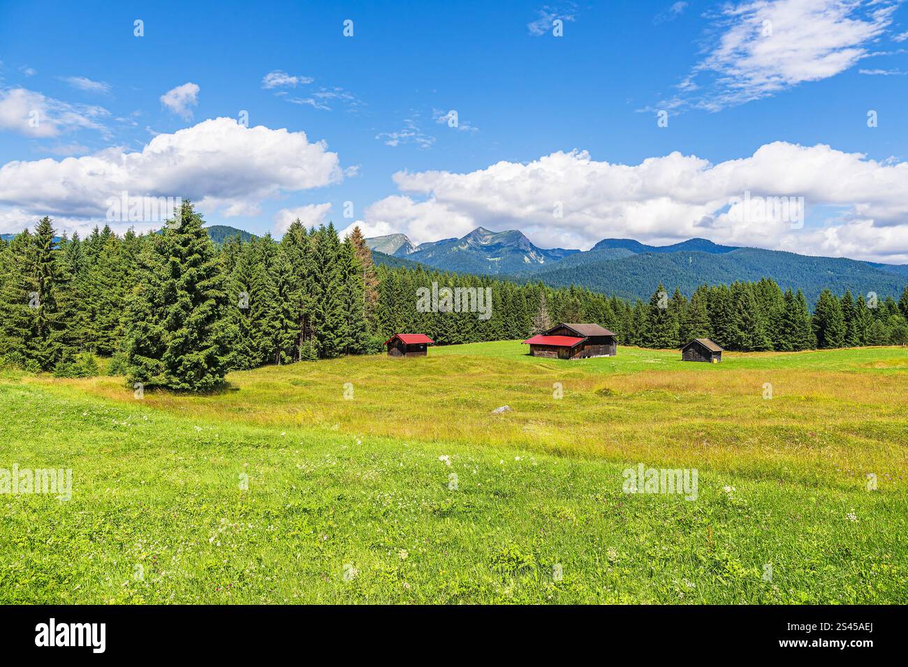 Hay Hut In The Hummock Meadows Between Mittenwald And Krün Stock Photo ...