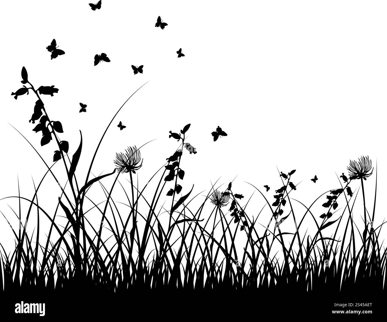 Vector grass silhouettes background. All objects are separated Stock ...