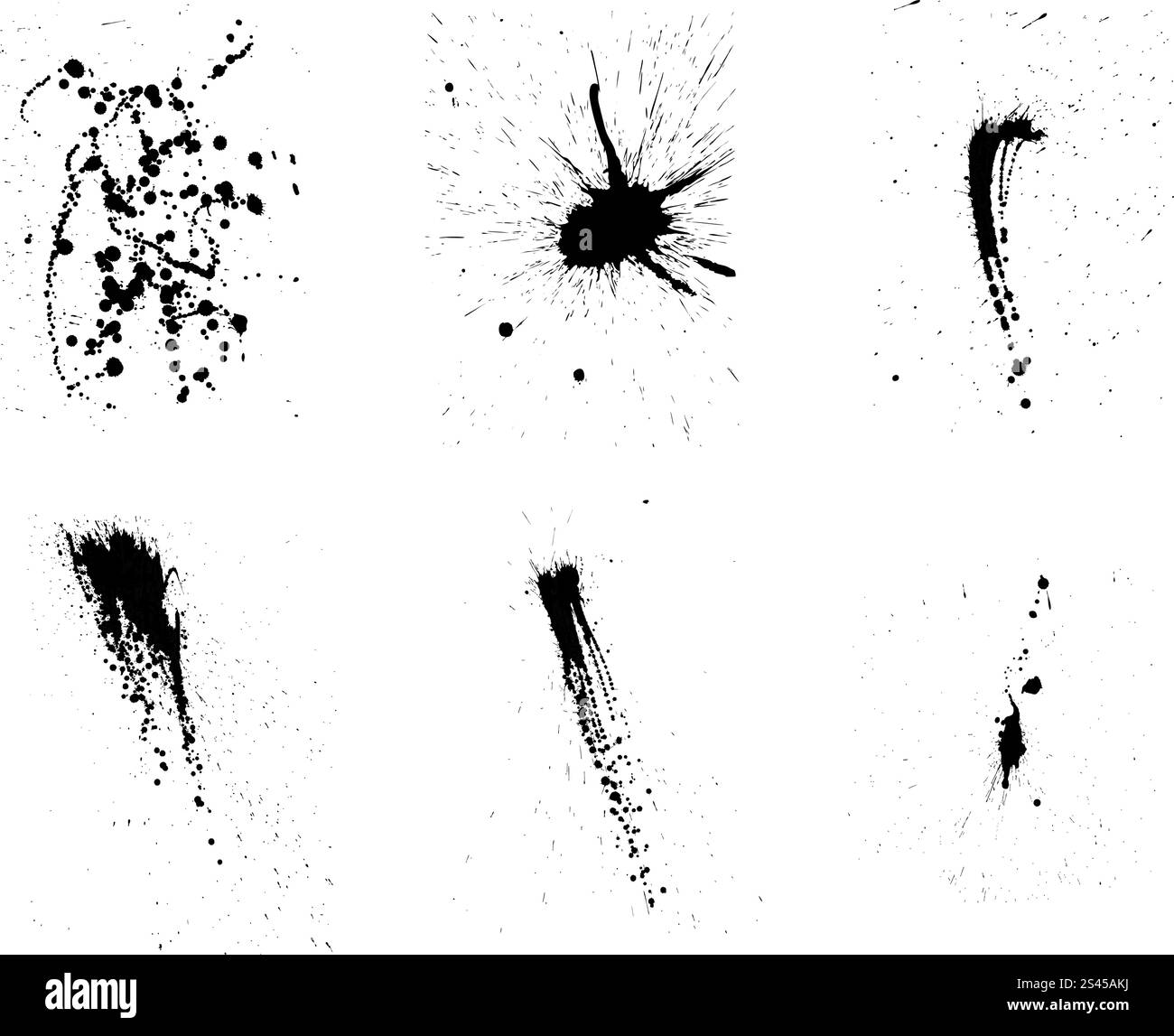 Set color paint splashes Black and White Stock Photos & Images - Alamy