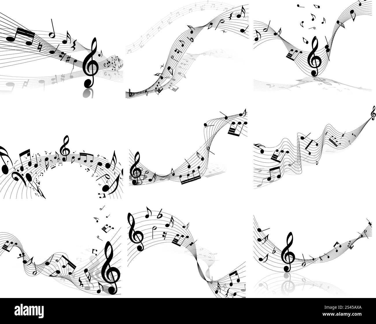 Vector musical note staff background set for design use Stock Vector ...