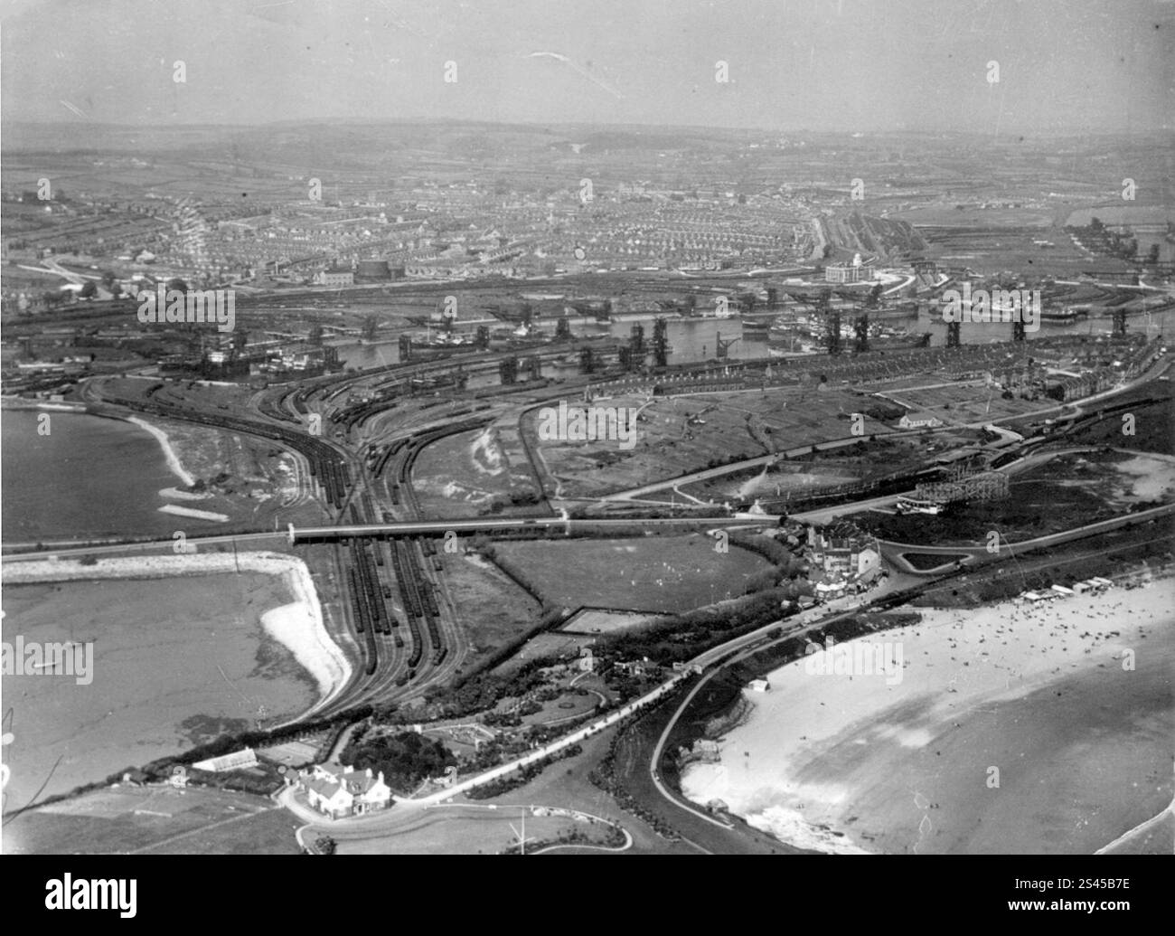Vintage aerial photograph showing Barry Island (foreground), with Barry ...