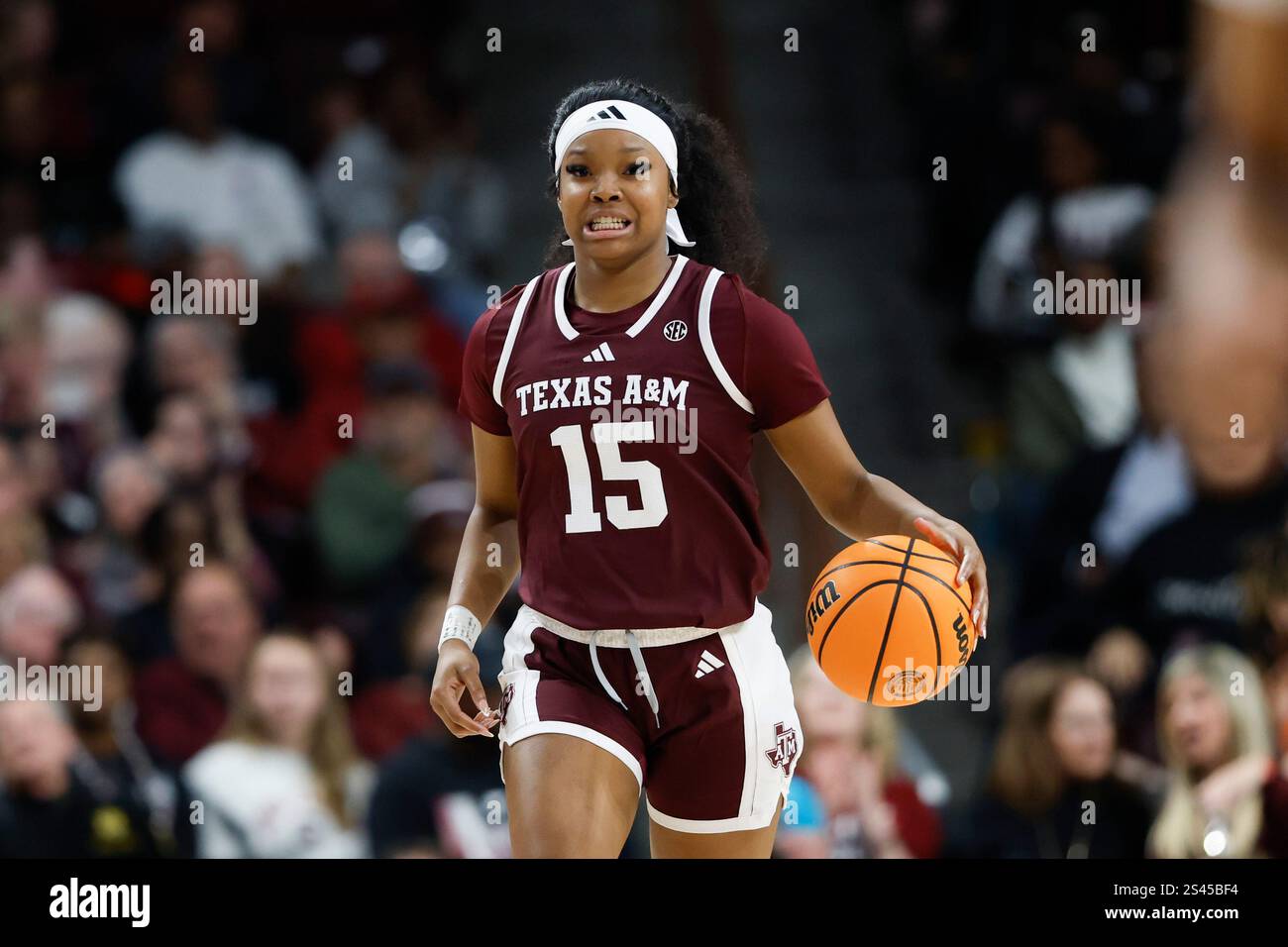 Texas A&M guard Sole Williams brings the ball upcourt against South ...