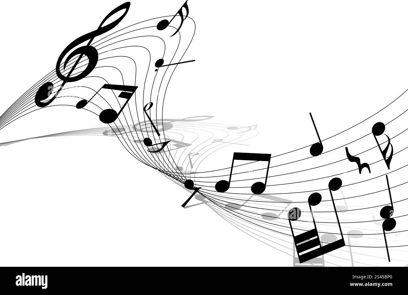 Vector musical notes staff background for design use Stock Vector Image ...