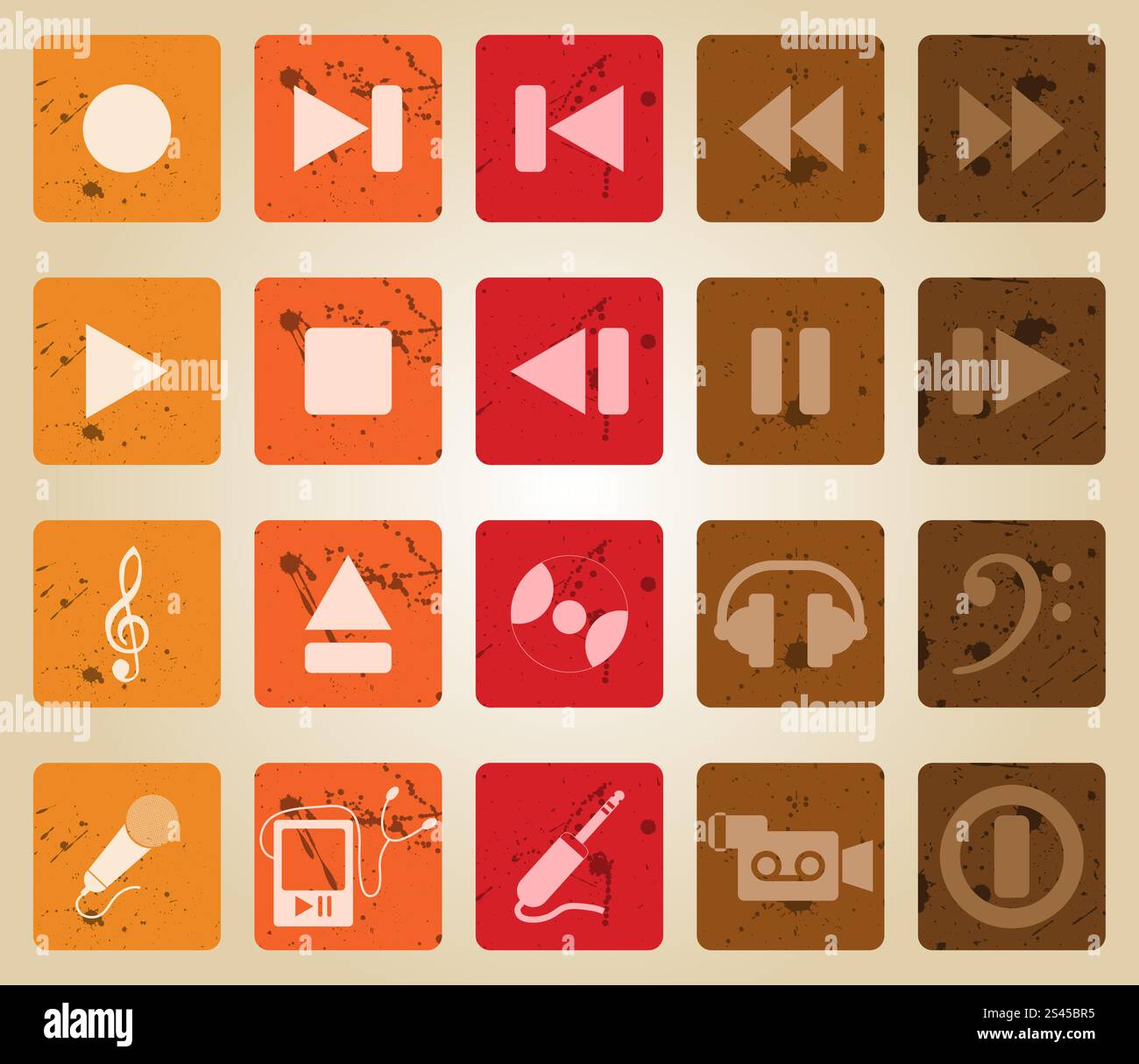 Vector collection of different music themes icons. Retro style Stock ...