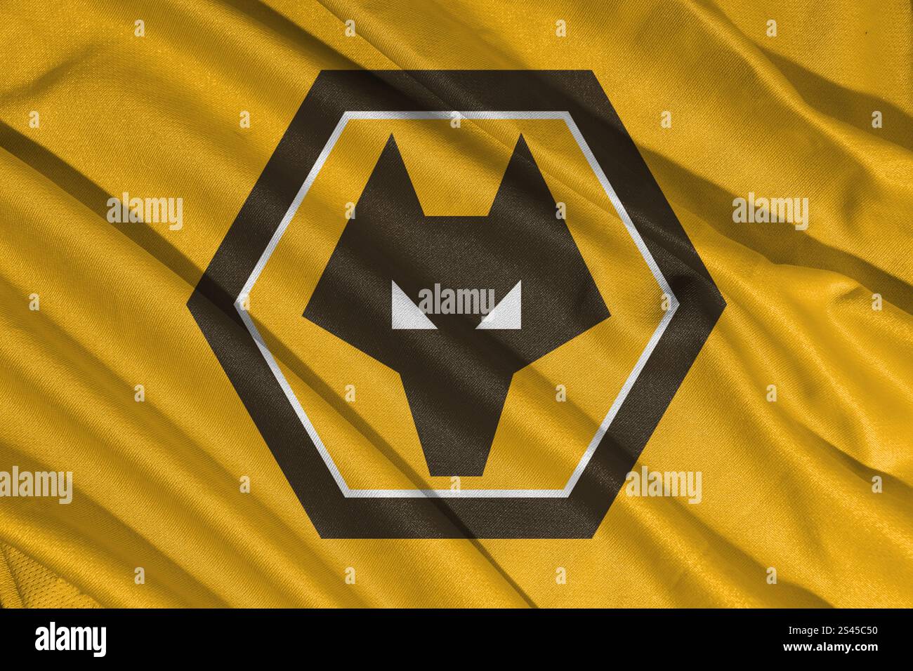 pringsewu, lampung january 11, 2025; closeup of Wolverhampton Wanderers football club, one of ...