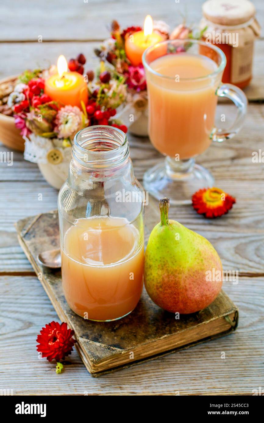 Pear juice dessert. Party drink Stock Photo - Alamy