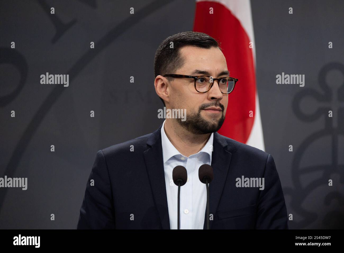Chair of Naalakkersuisut Mute B. Egede during a joint press conference ...
