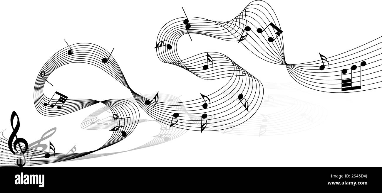 Vector musical notes staff background for design use Stock Vector Image ...