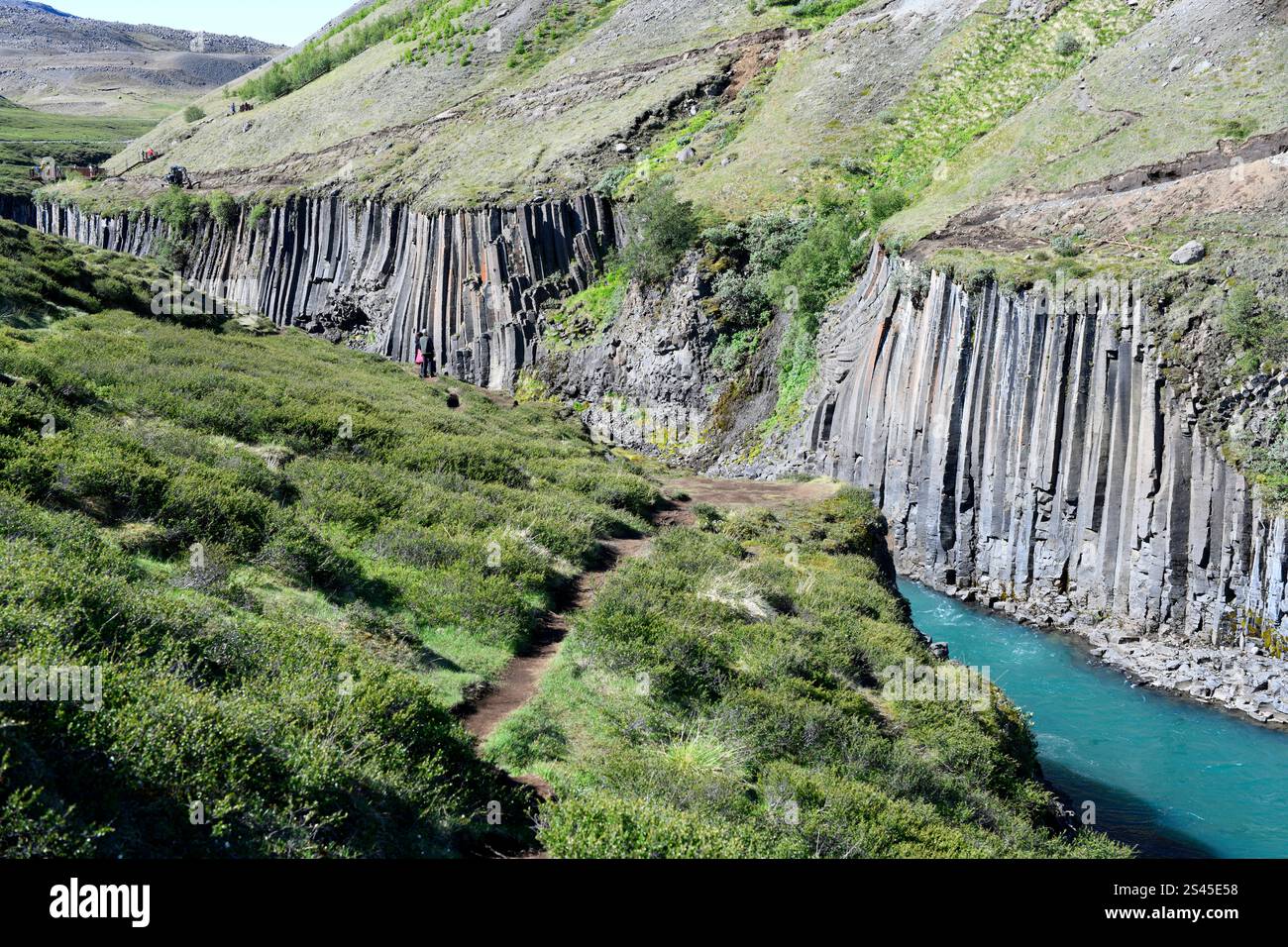 Studlagil Canyon, columnar basalt and Jokla river. Mulathing ...