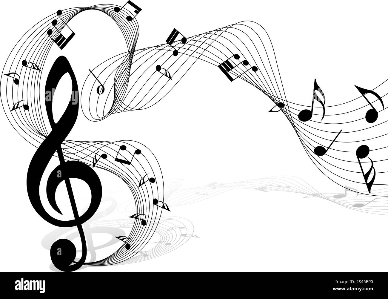 Vector musical notes staff background for design use Stock Vector Image ...