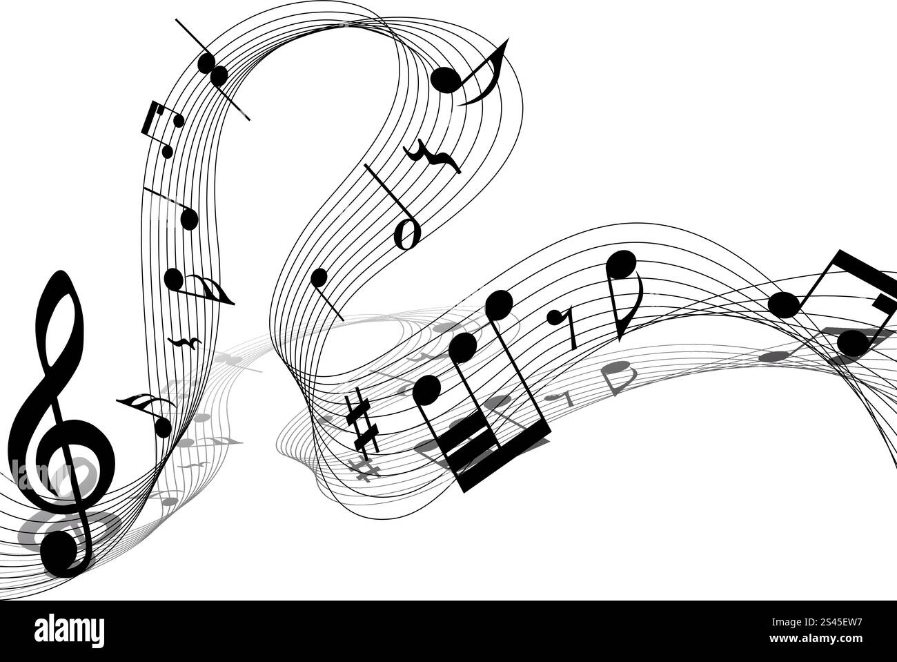 Vector musical notes staff background for design use Stock Vector Image ...
