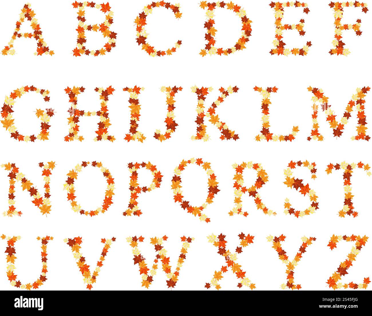 Autumn maples leaves letter set. Vector illustration Stock Vector Image ...