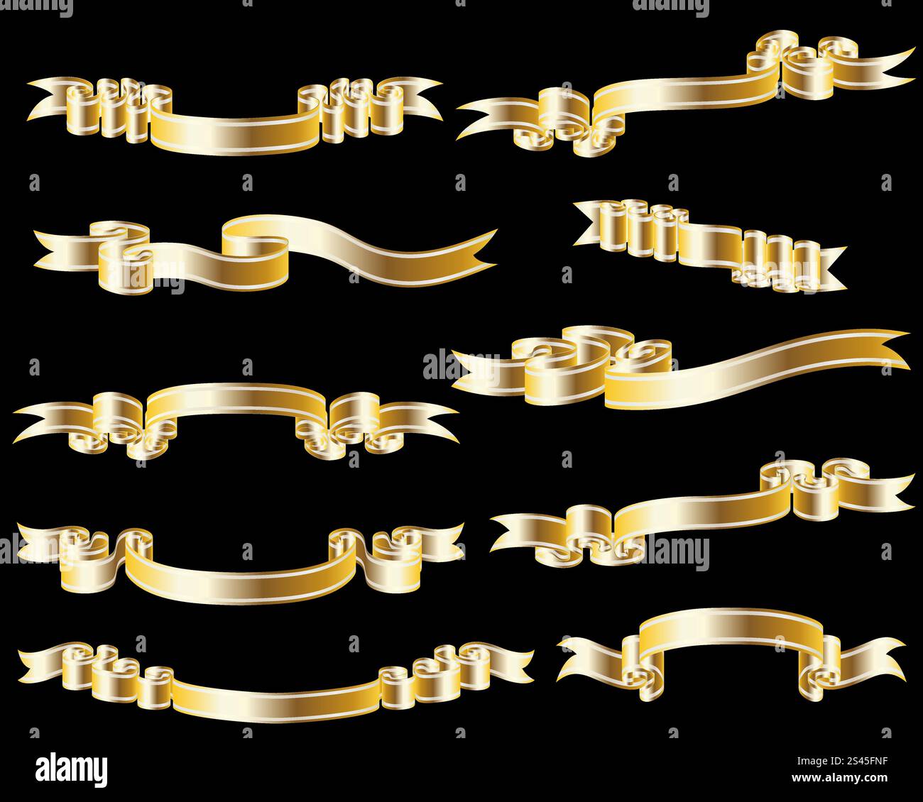 Set of golden color ribbon. Vector illustration Stock Vector Image ...