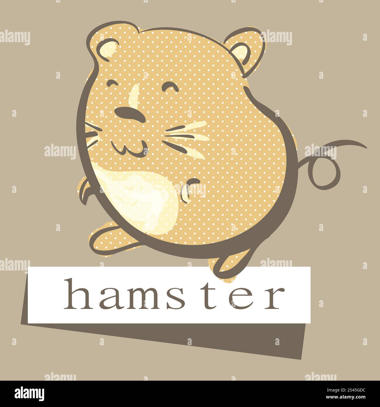 Illustration of retro style, hand drawn hamster with polka dots pattern ...
