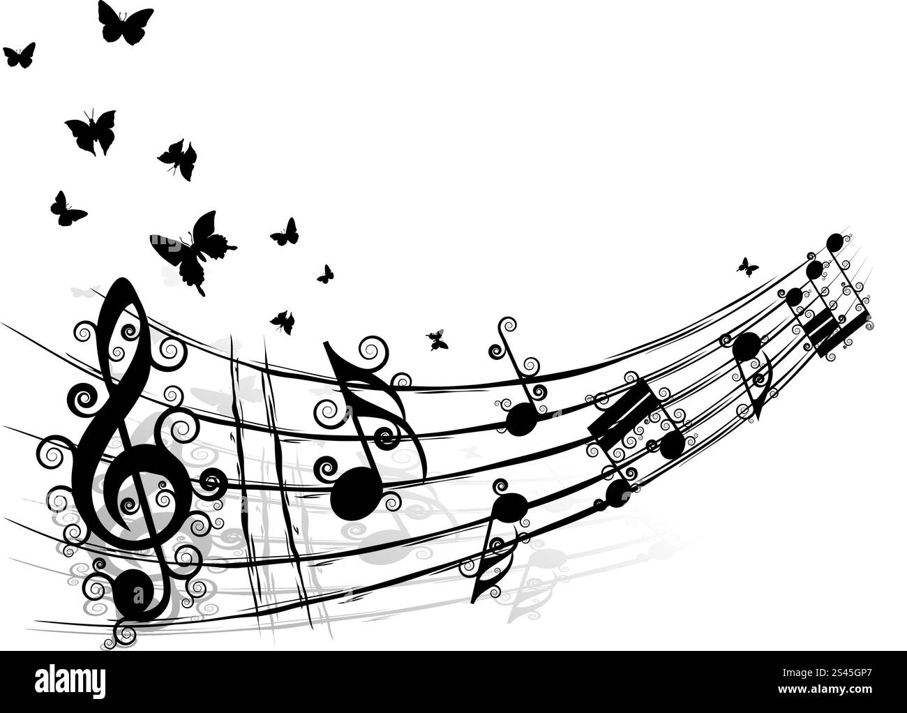 Vector musical notes staff background for design use Stock Vector Image ...