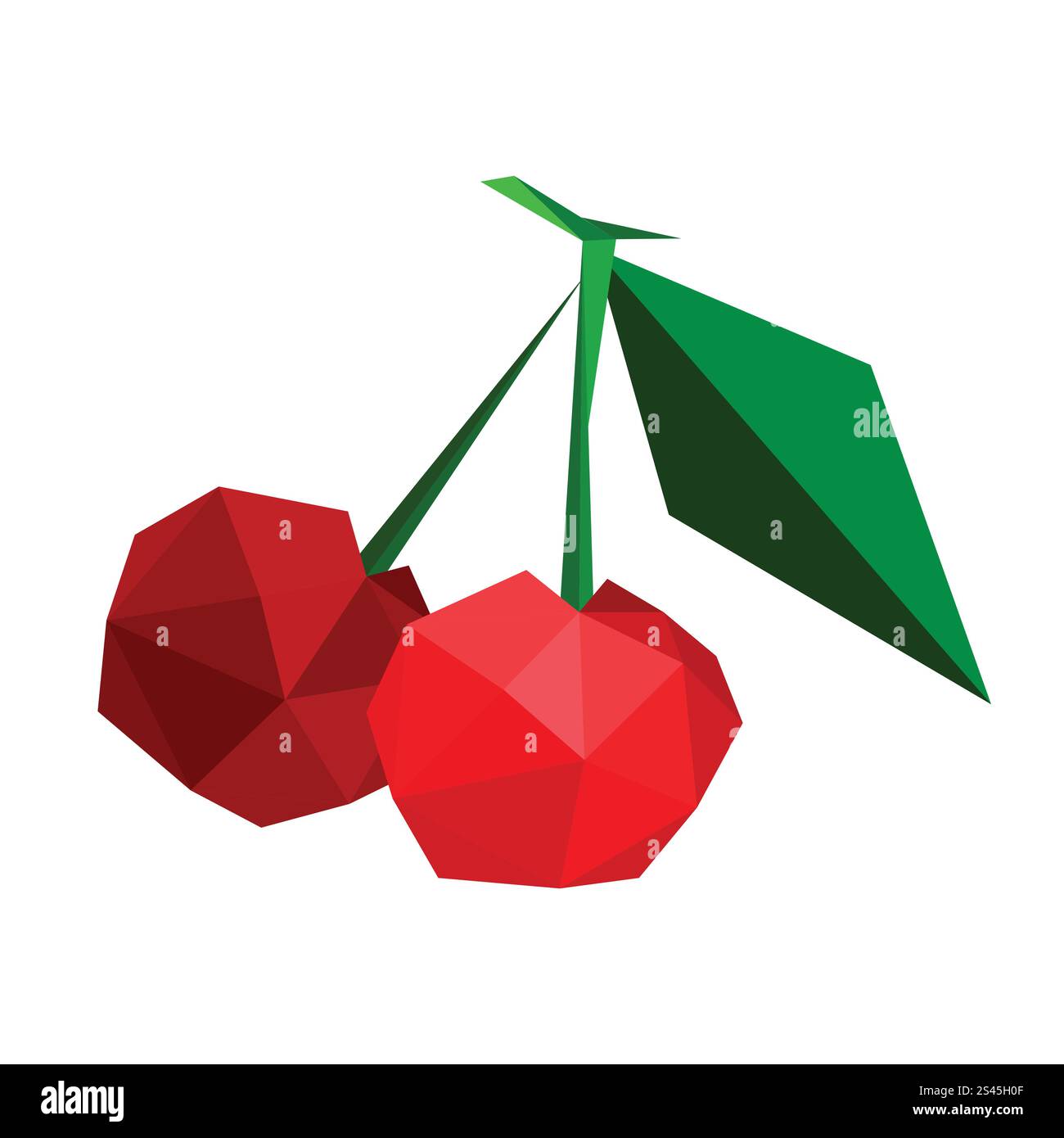 Illustration of abstract geometric polygonal cherries isolated on white ...