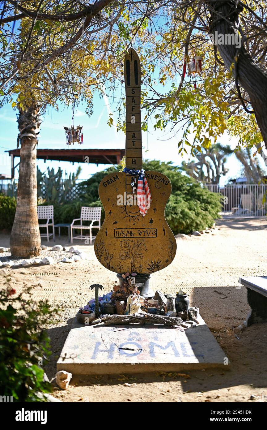 Memorial for Gram Parsons in front of room 8 at the Joshua Tree Inn ...