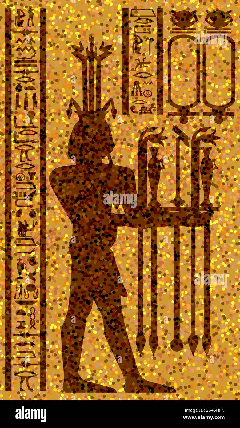 Egyptian hieroglyphs and fresco. Vector illustration Stock Vector Image ...