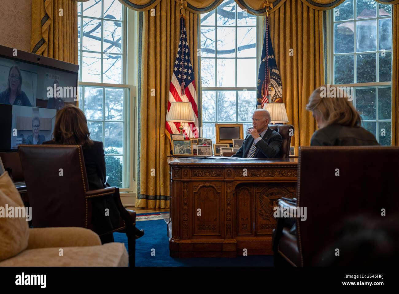 President Joe Biden, second right, and Vice President Kamala Harris ...
