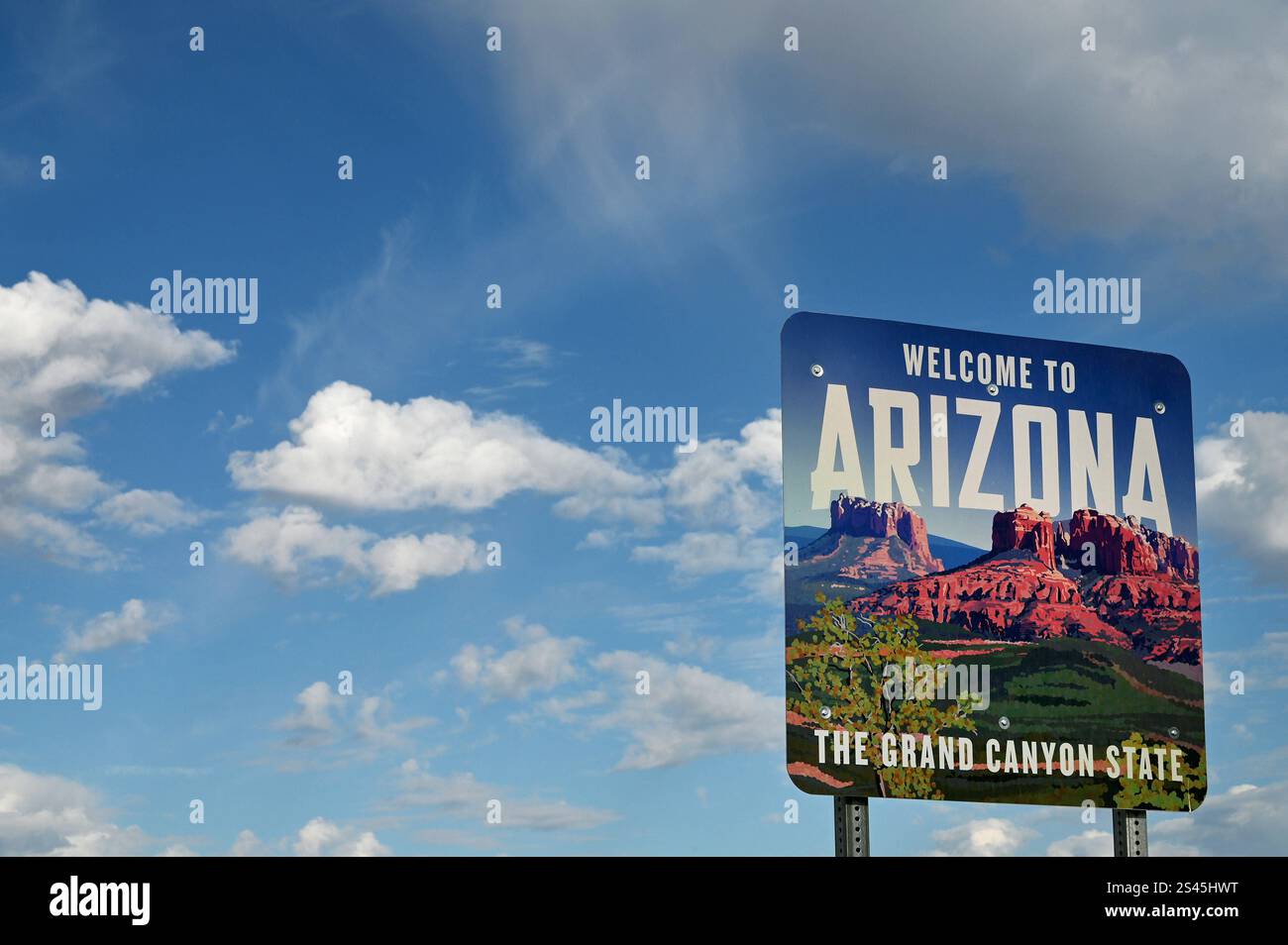 Welcome to Arizona, National border sign along the Route 66, Arizona ...