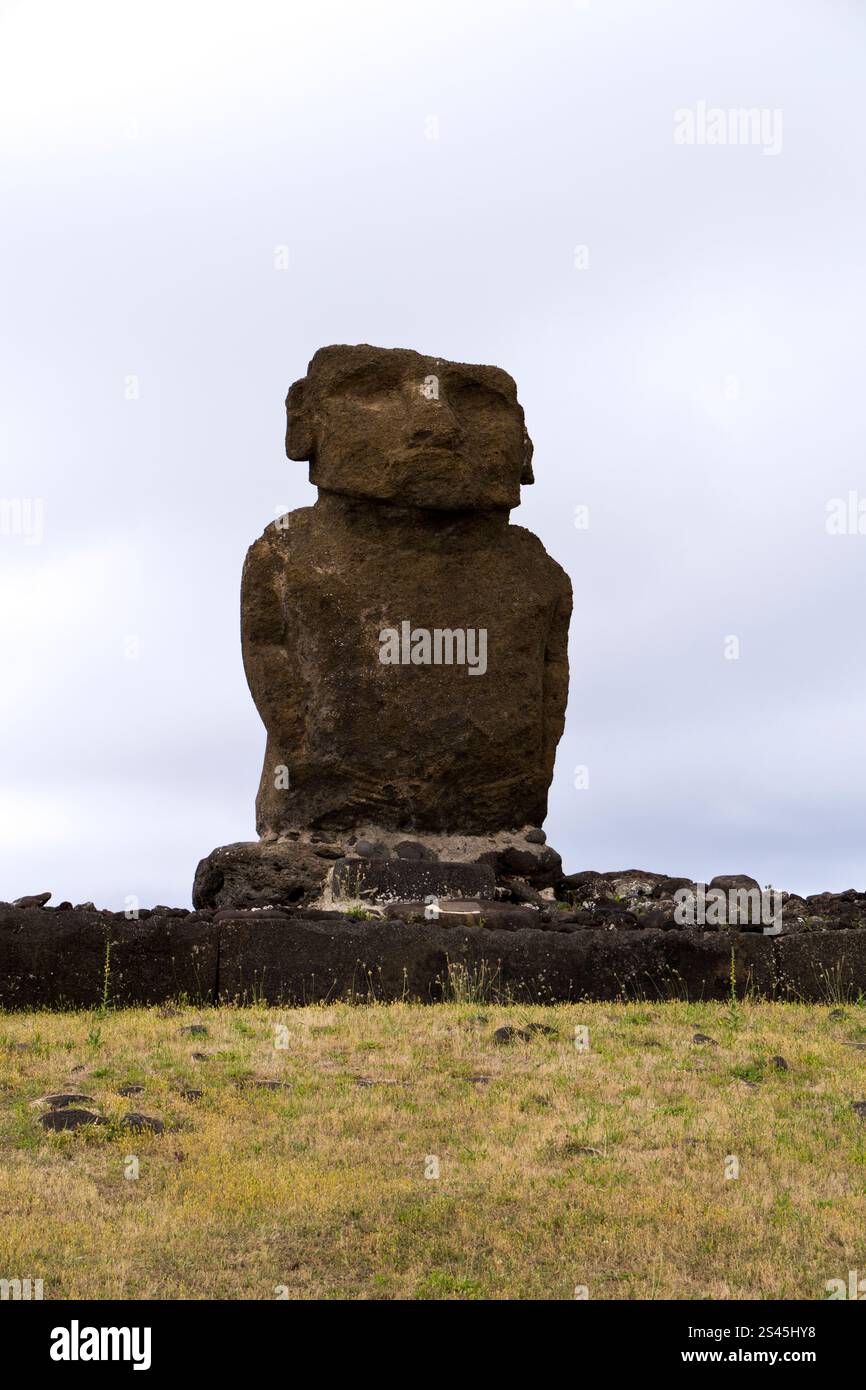 Ahu Ature Huke has a single Moai overlooking Anakena beach, renovated ...