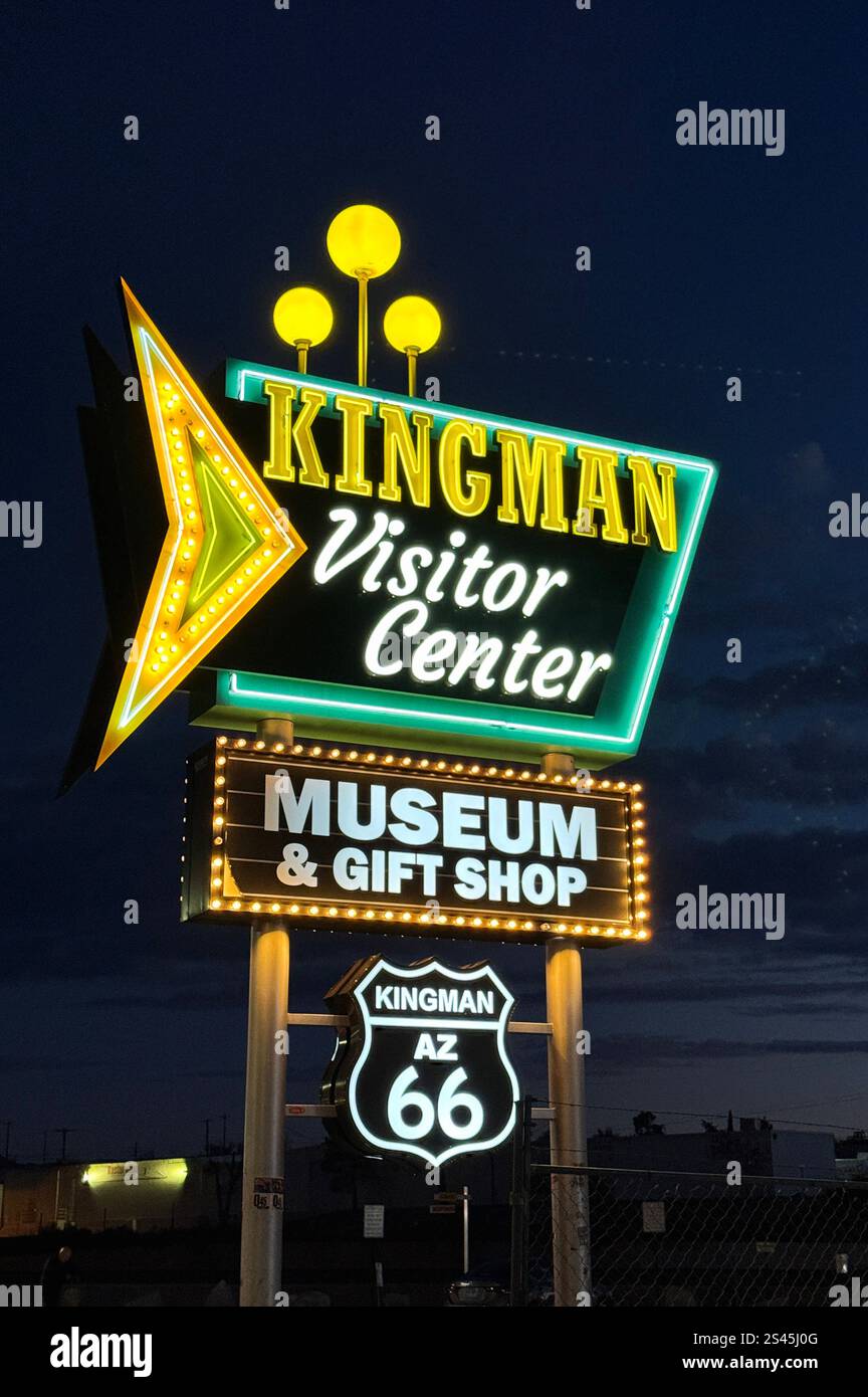 Kingman Visitor center neon sign, Kingman, Arizona, USA *** Kingman ...