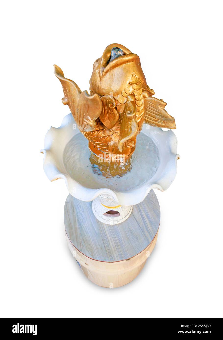 Die cut of Fish-shaped fountains on white isolated Stock Photo - Alamy