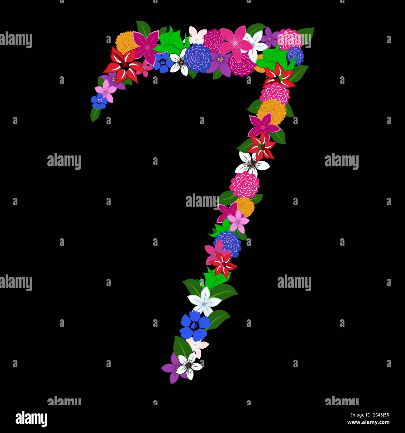Floral numeral for using in web and print design. Vector illustration ...
