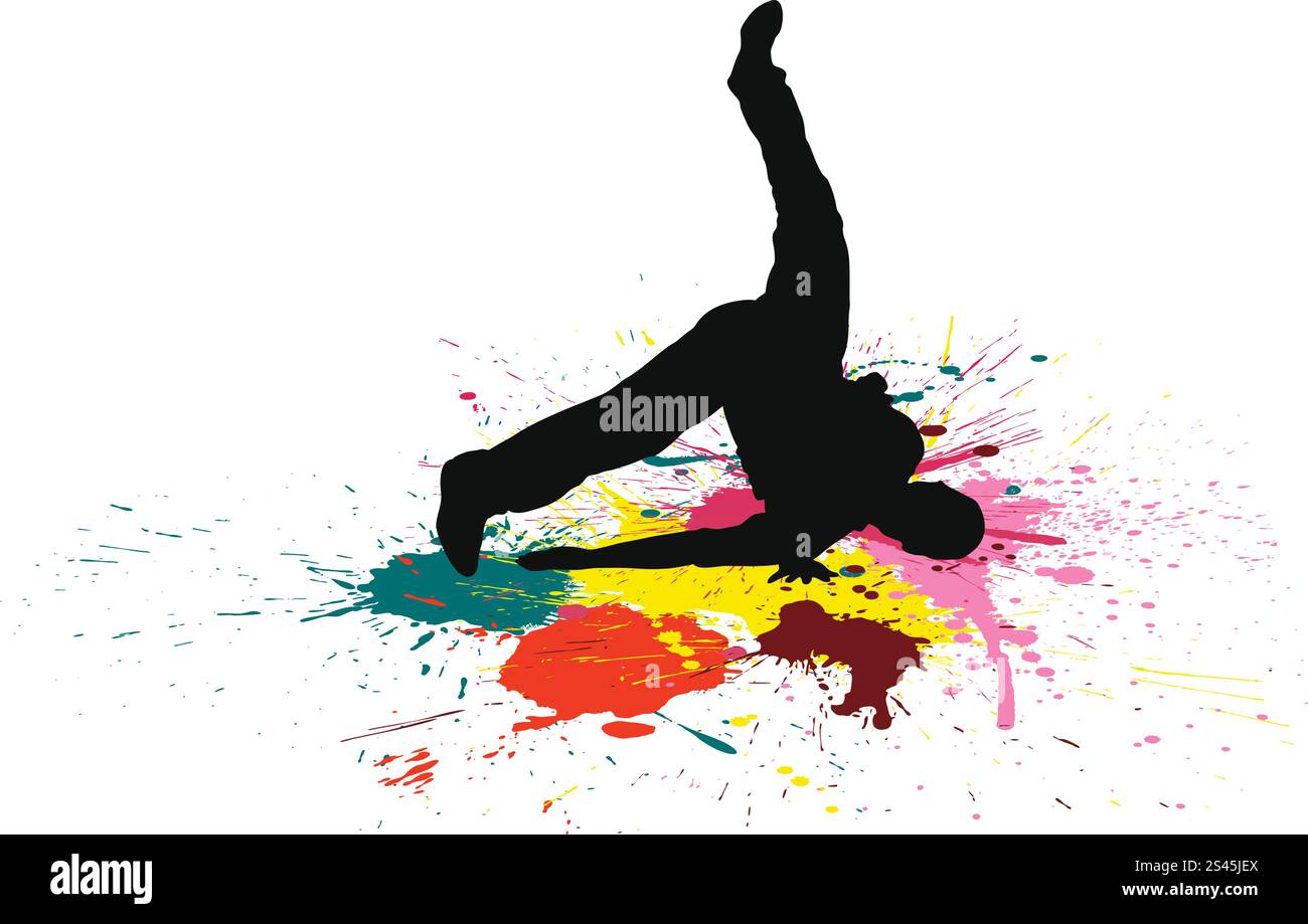 Dancer on a grunge background with notes. Vector illustration Stock ...