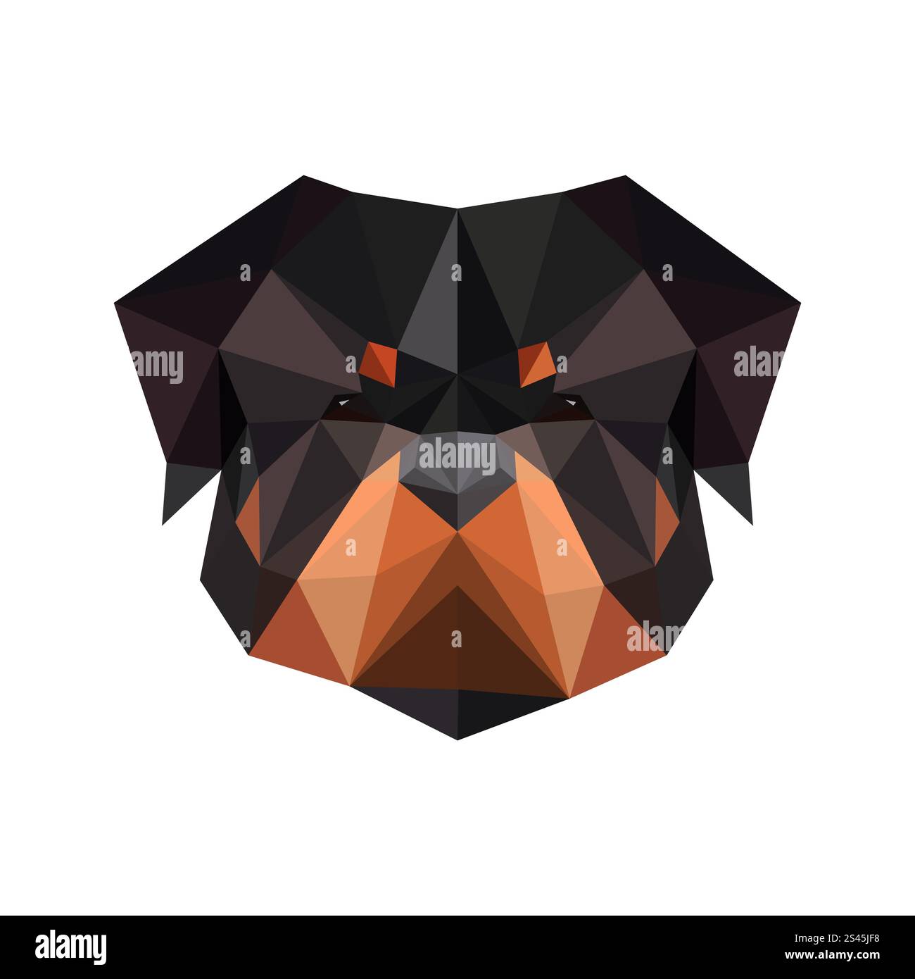 Illustration of abstract polygonal dog, rottweiler isolated on white ...