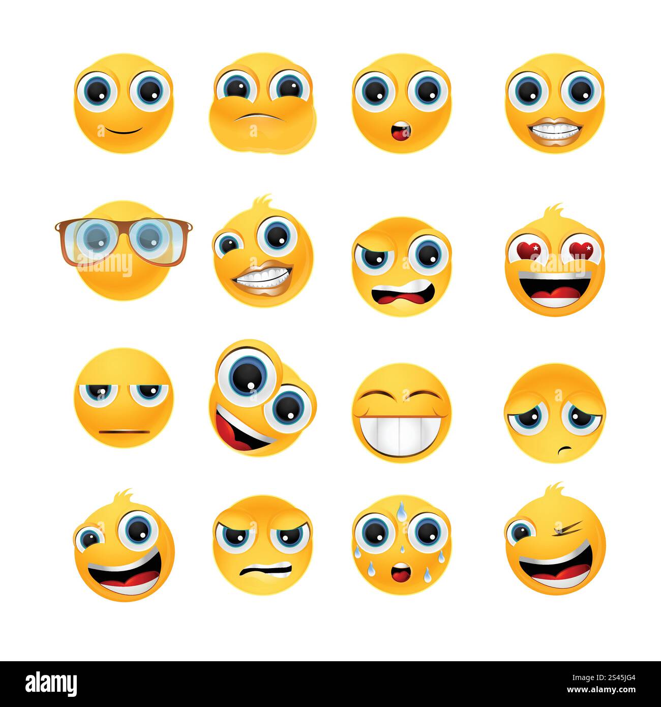 Collection of glossy emoticons isolated on white background Stock ...