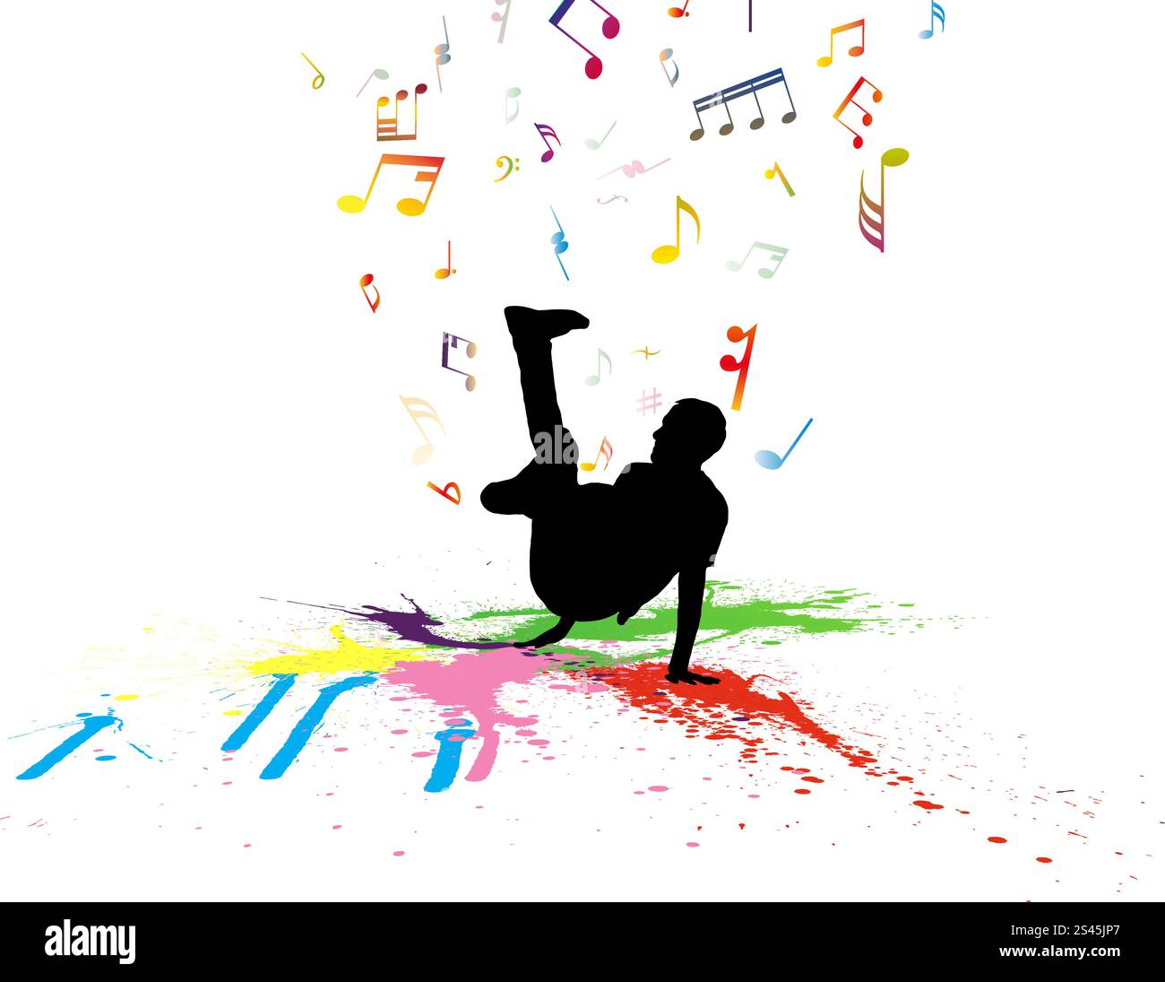 Dancer on a grunge background with notes. Vector illustration Stock ...