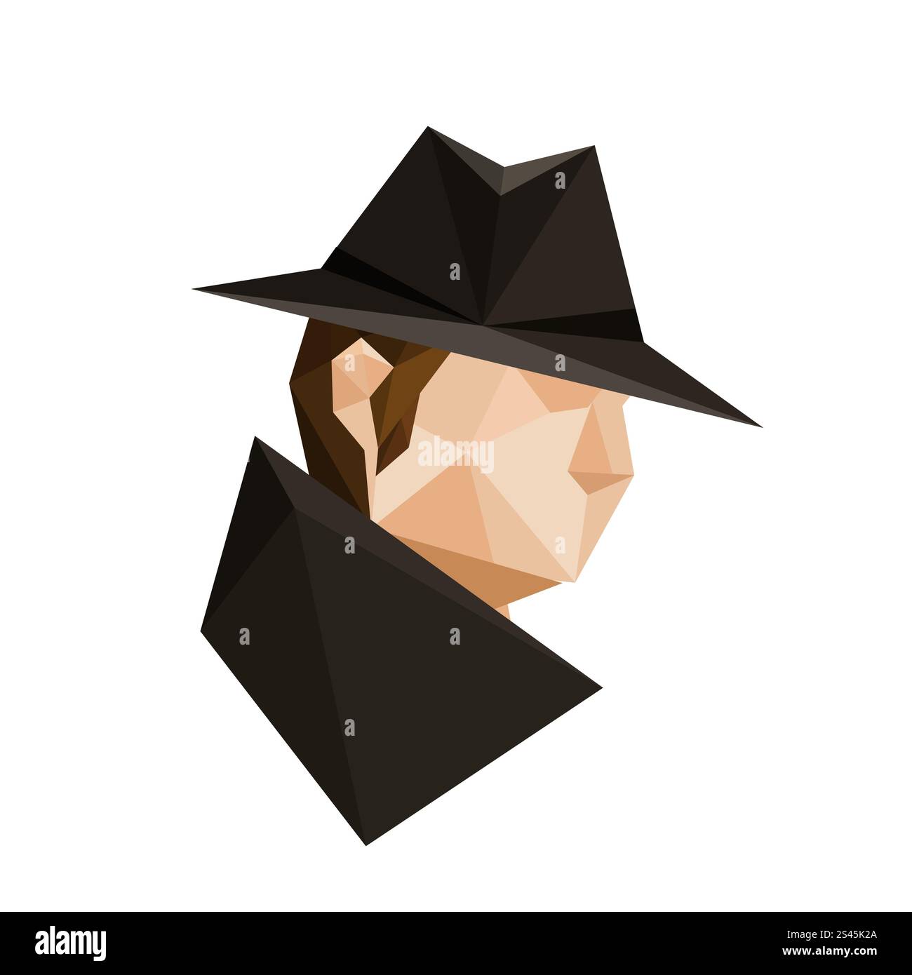 Illustration of abstract origami spy character isolated on white ...