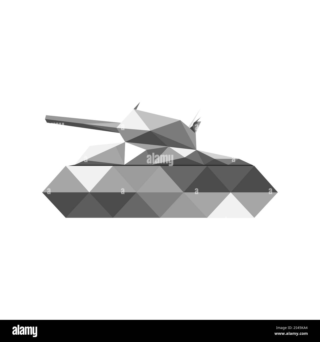 Illustration of abstract polygonal tank, isolated on white background ...