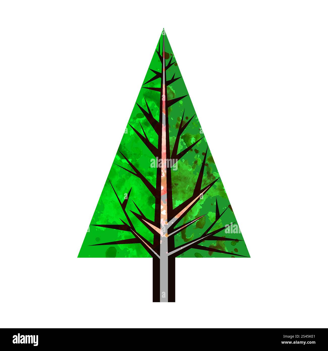 Illustration of abstract watercolor pine tree isolated on white ...