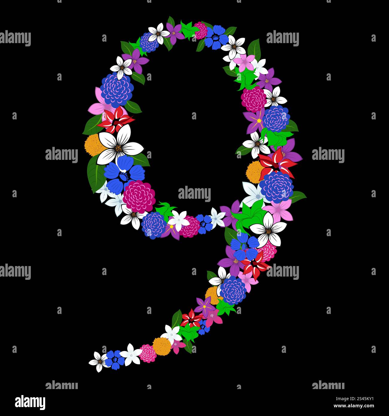 Floral numeral for using in web and print design. Vector illustration ...
