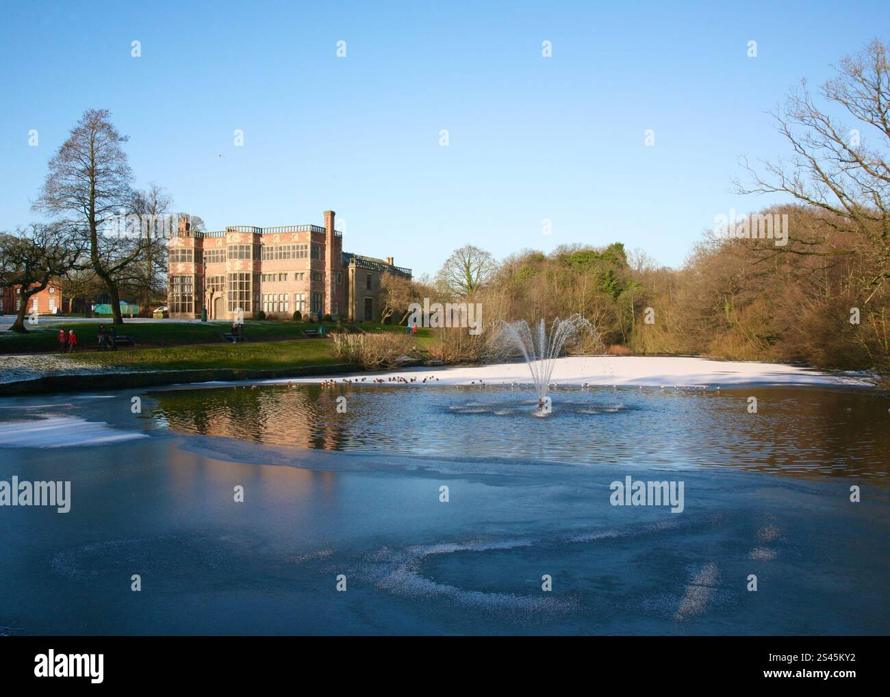 A view of Astley Hall on a cold winters day, Astley Park, Chorley ...