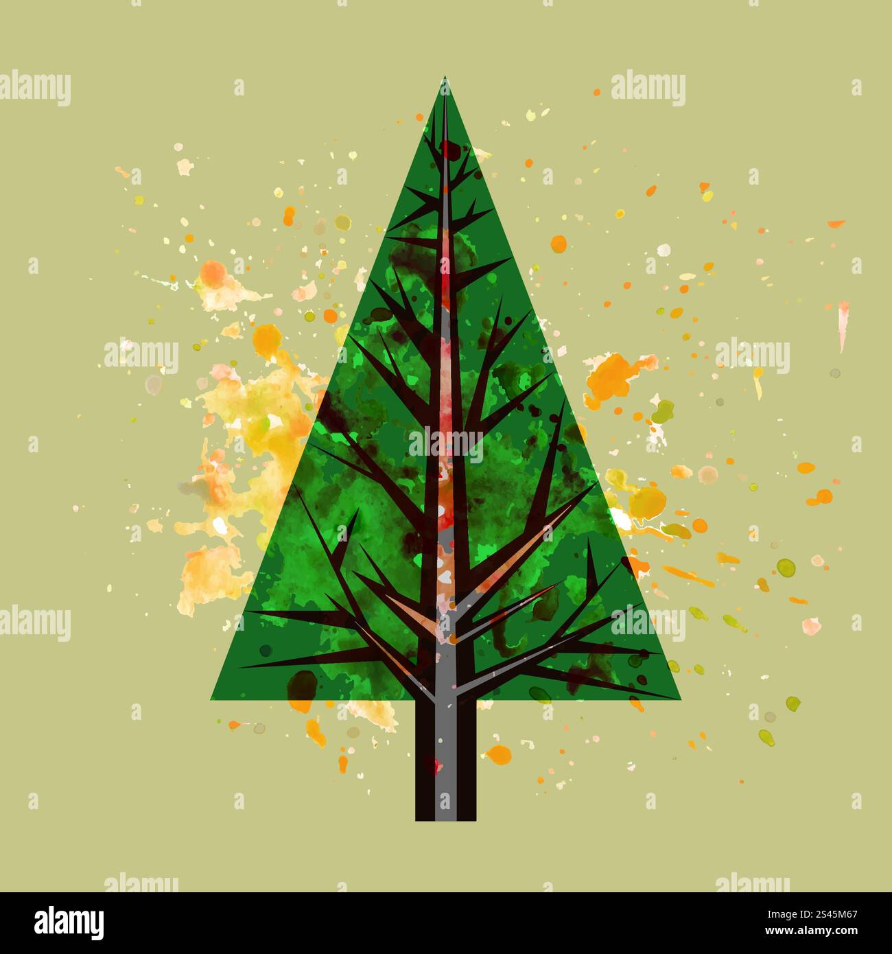 Illustration of abstract watercolor pine tree Stock Vector Image & Art ...