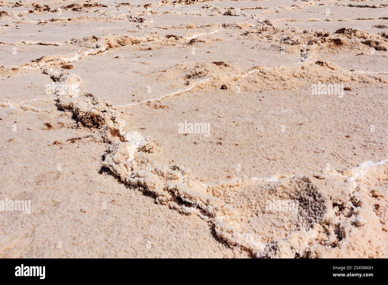 A desert landscape with a lot of sand and rocks. The sand is very dry ...