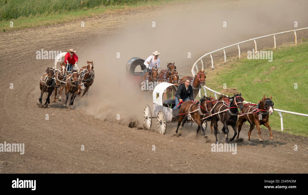 Chuck wagon racing at the Manitoba Stampede in Morris, Manitoba, Canada ...