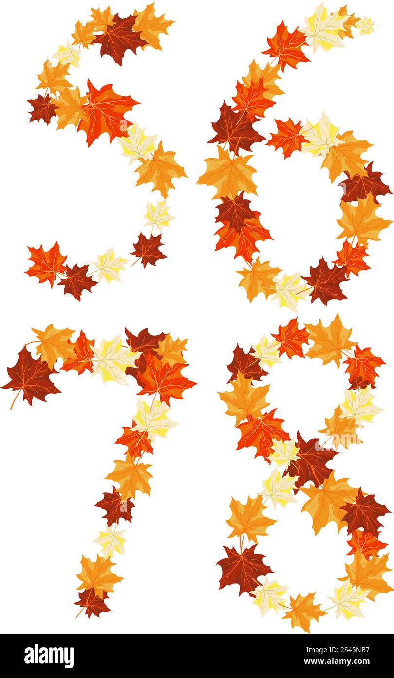 Autumn maples leaves letter set. Vector illustration Stock Vector Image ...