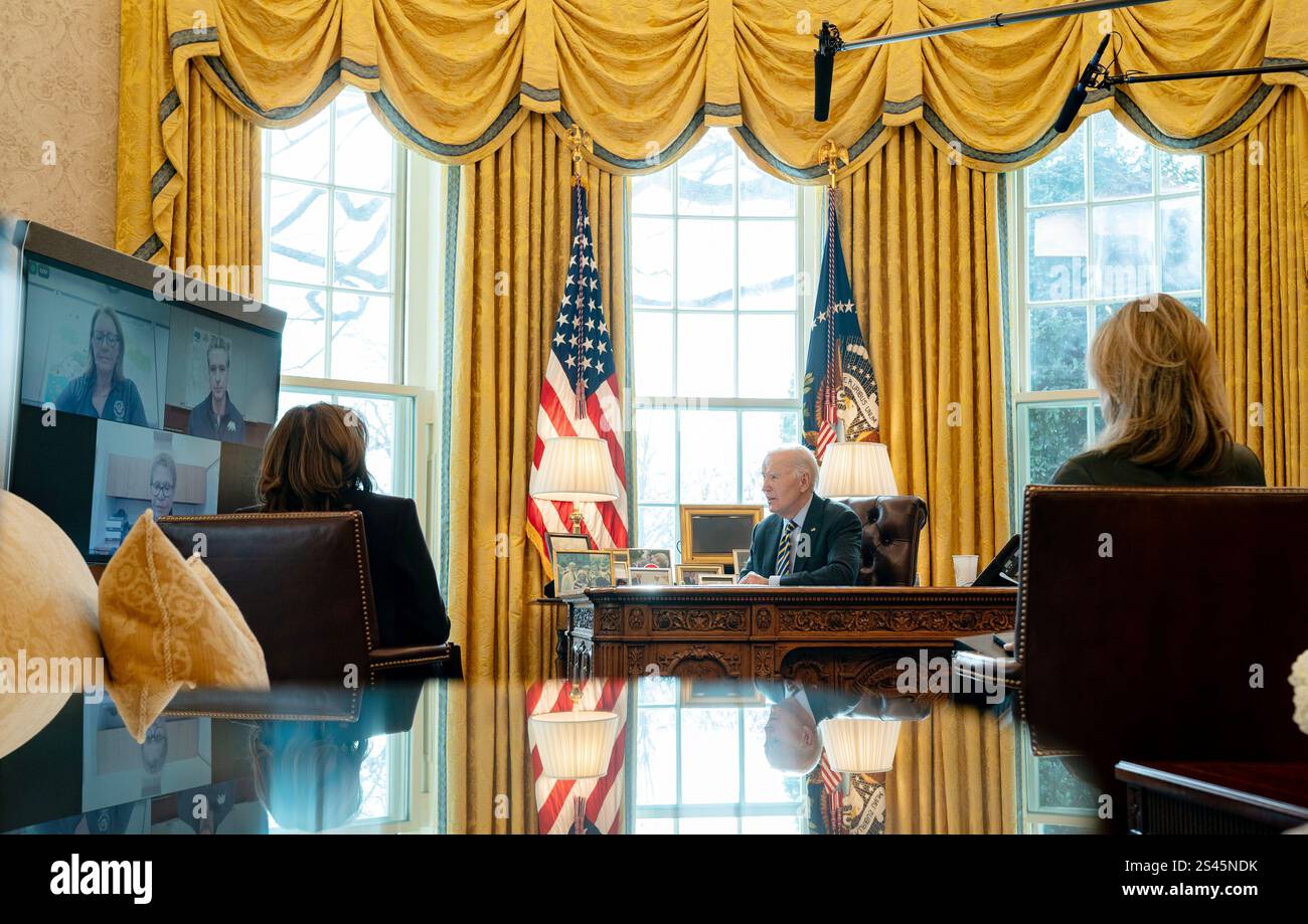 President Joe Biden, joined by Vice President Kamala Harris and White ...