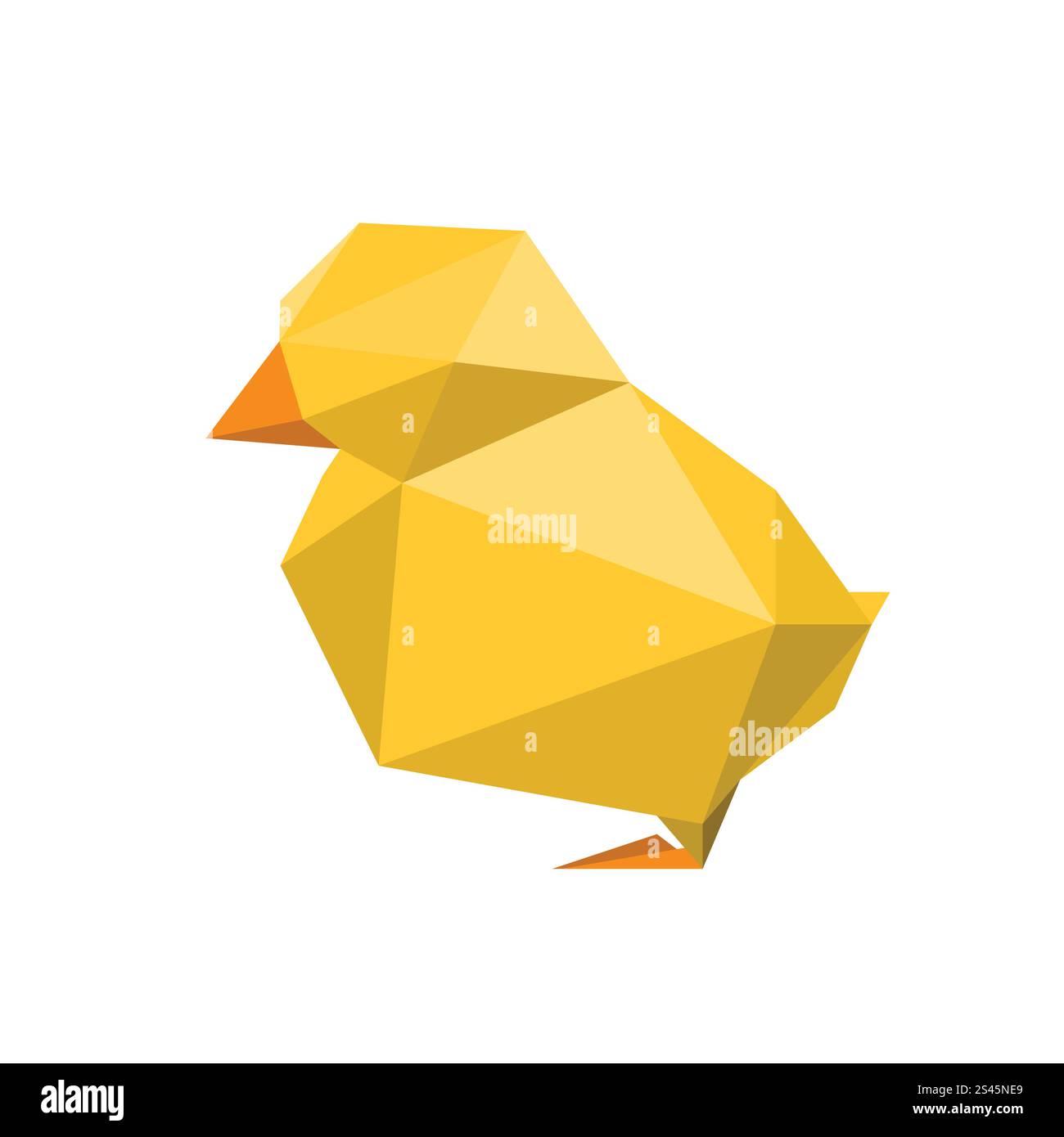 Illustration of abstract origami yellow chicken on white background ...